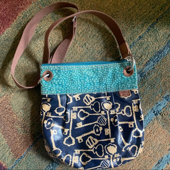 Fossil | Bags | Such A Fun Vinyl Coated Fossil Keyper Crossbody In Navy ...